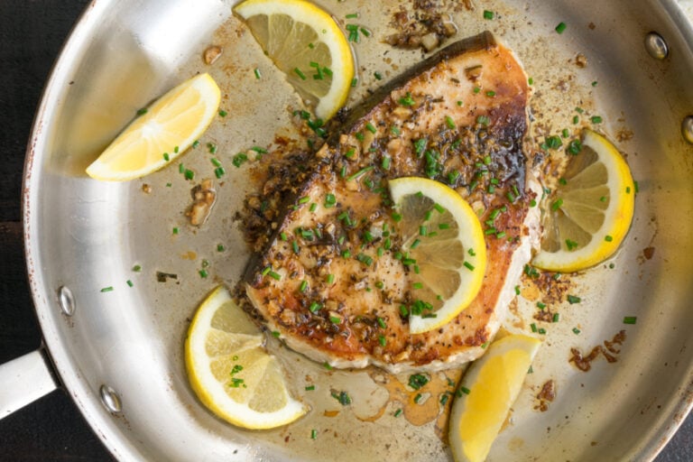 Pan-Seared Swordfish Recipe With Lemon Garlic Sauce - The Kitchen Community
